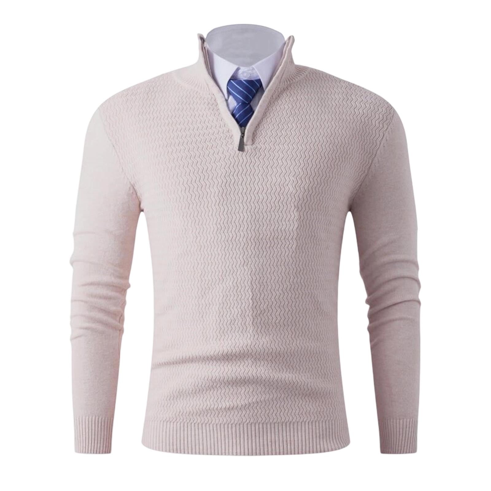 hotojiny Men's Sweaters Quarter Zip Classic Work Business Pullover ...