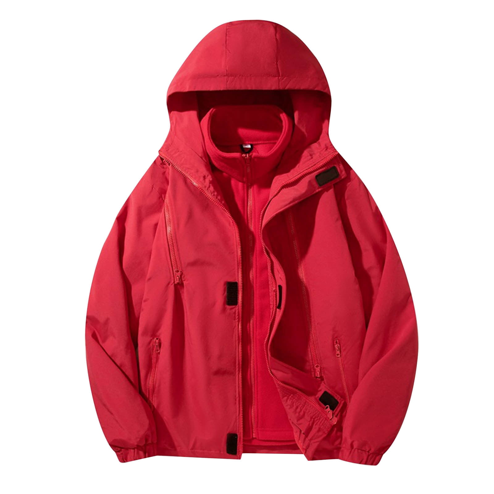 hotojiny Men's Winter Outdoor Coat Full-Zip Fleece Lined Removable ...