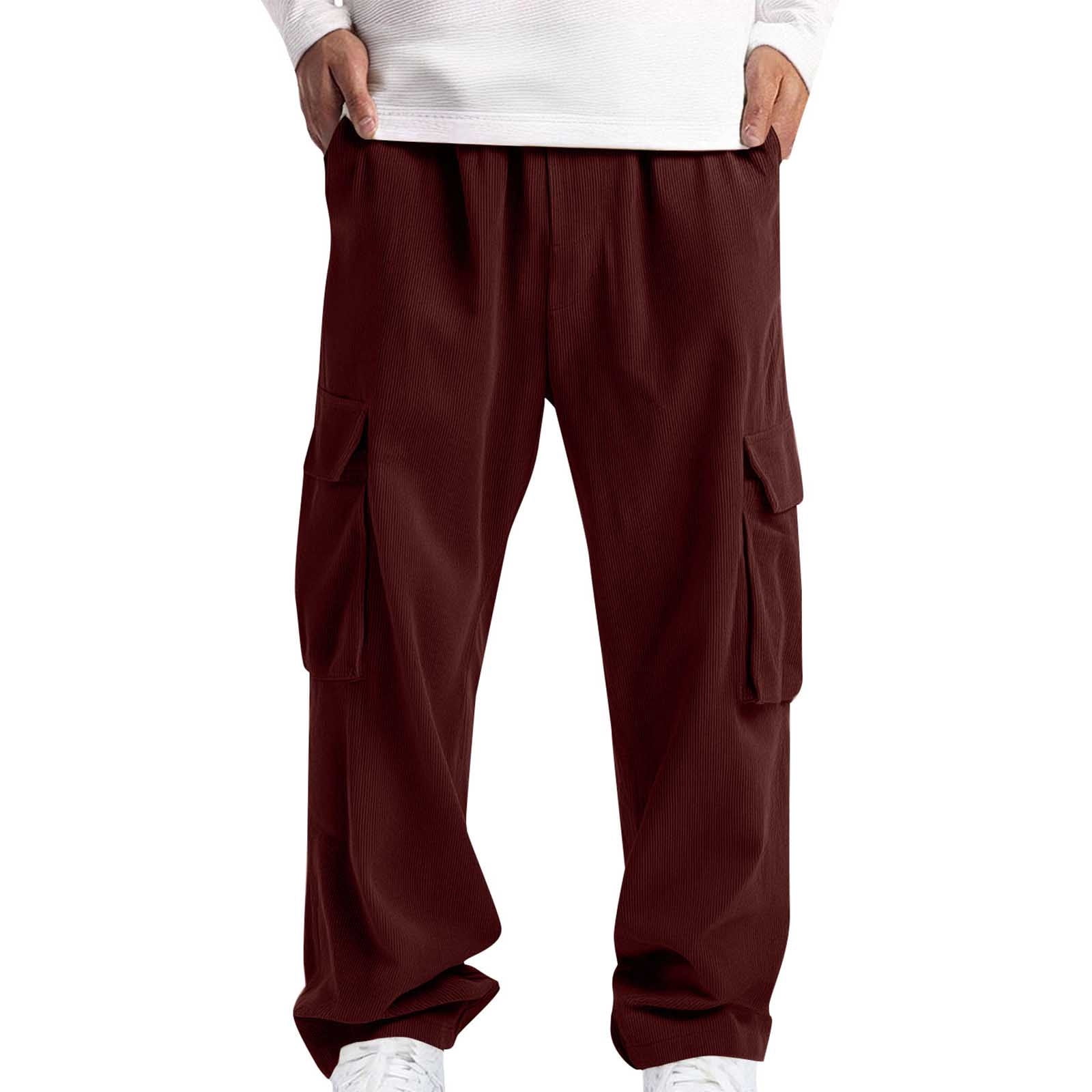 hotojiny Mens Corduroy Pants Fall Winter Clothes Loose Fit Wide Leg ...