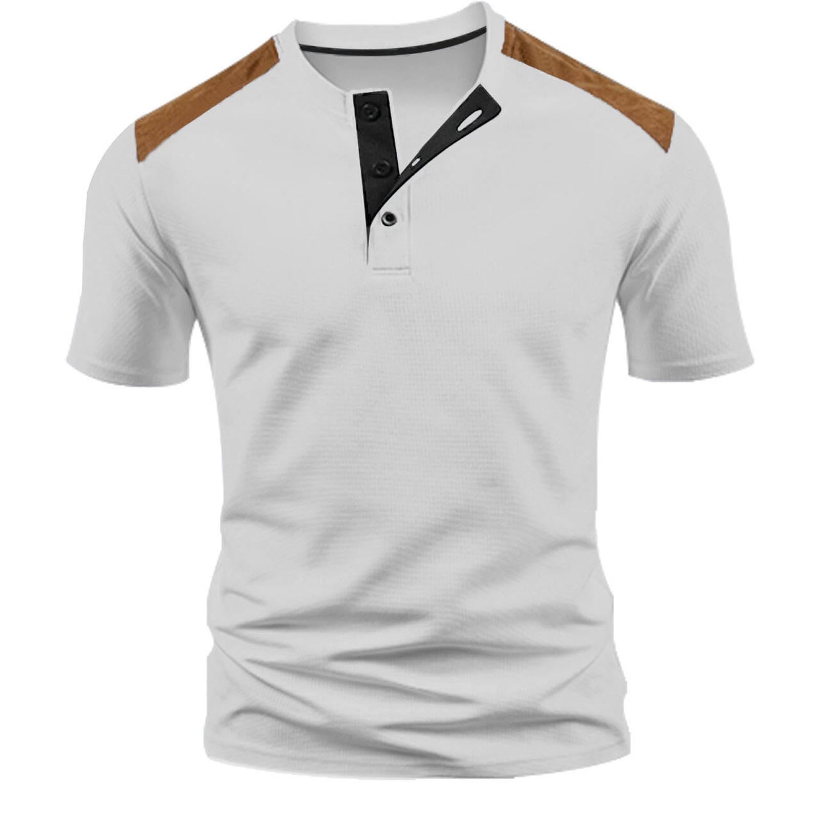 hotojiny Mens Fashion Golf Shirt Casual Basic Short Sleeve Henley T ...