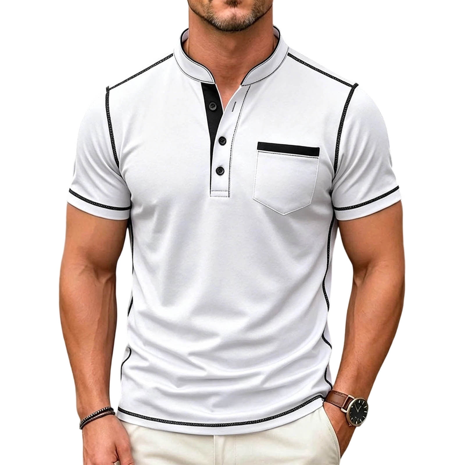 hotojiny Mens Henley Shirts Short Sleeve Summer Casual Big and Tall T ...