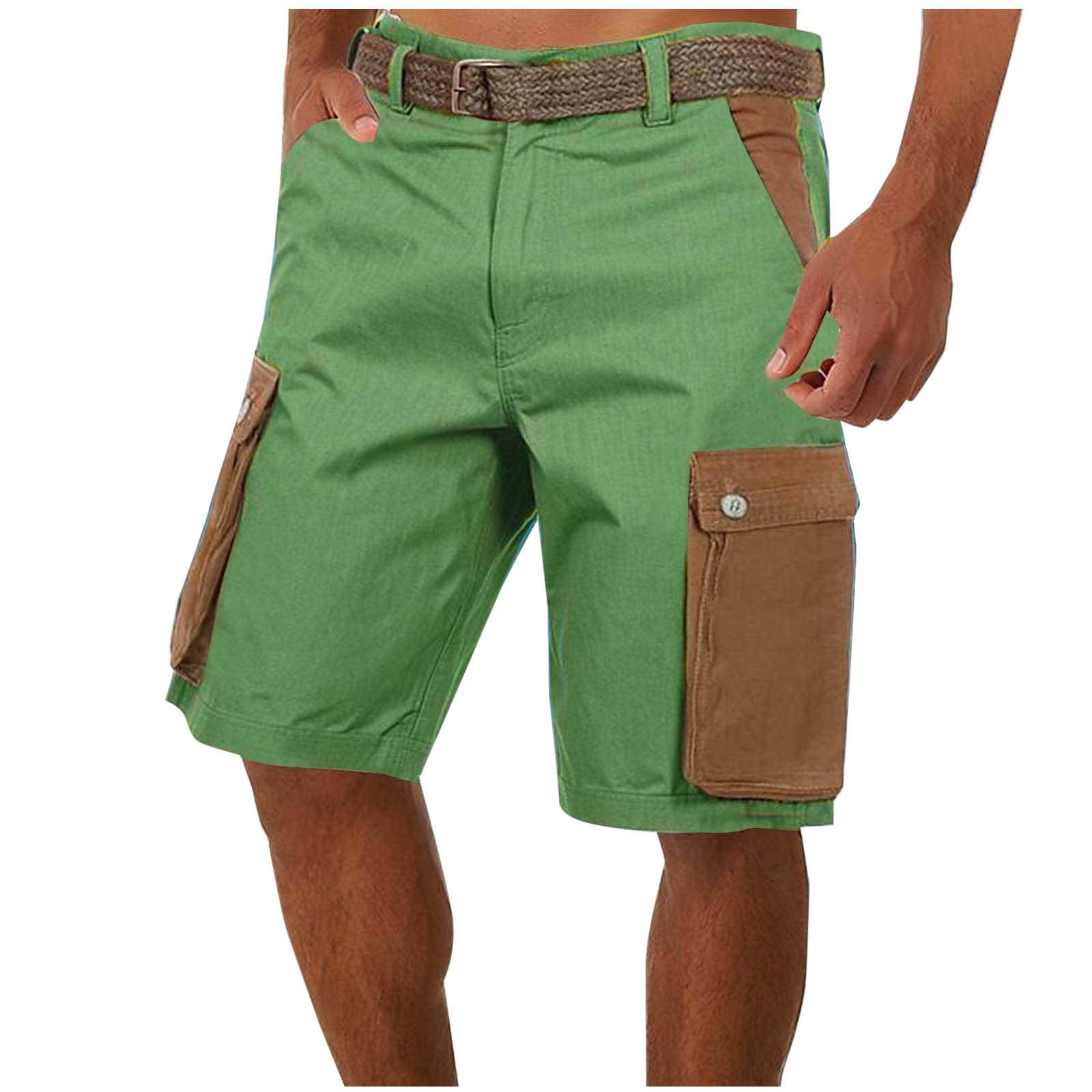 hotojiny Mens Outdoor Shorts Plus Size Fashion Color Block Hiking ...