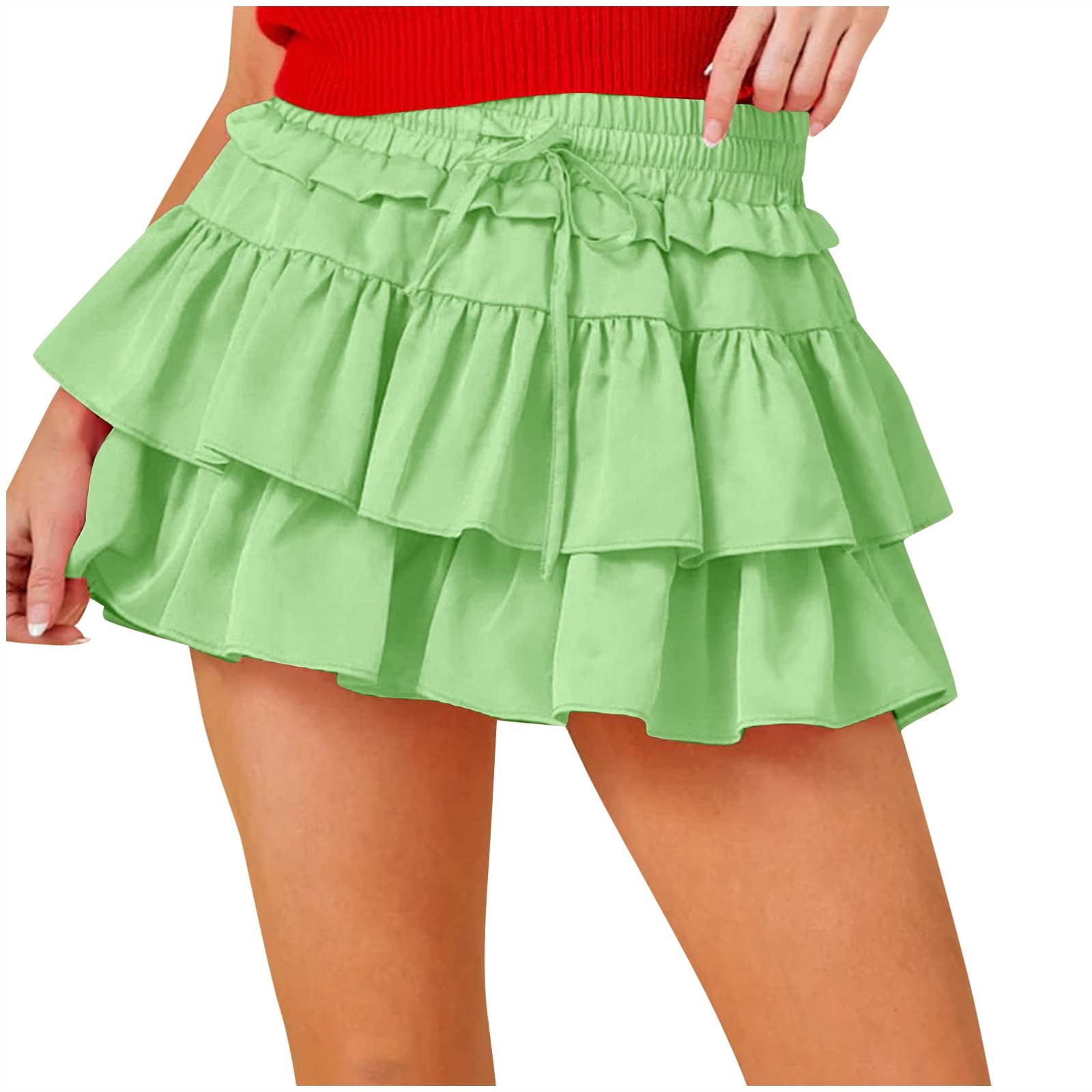 hotojiny Mini Skirts for Women Summer Fashion Cute Ruffle Layered ...