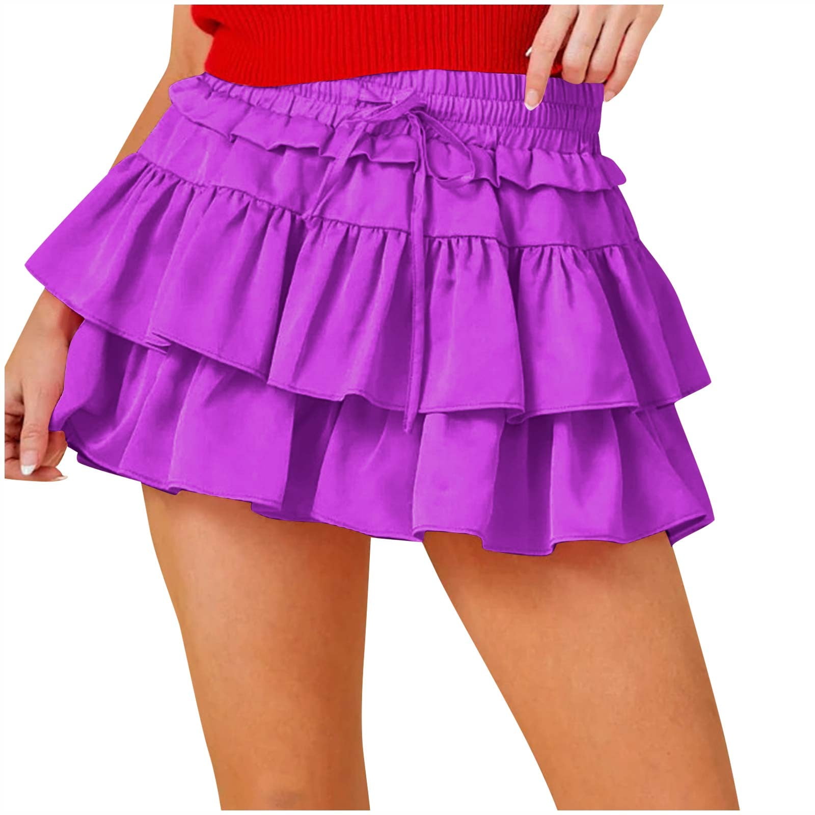 hotojiny Mini Skirts for Women Summer Fashion Cute Ruffle Layered ...