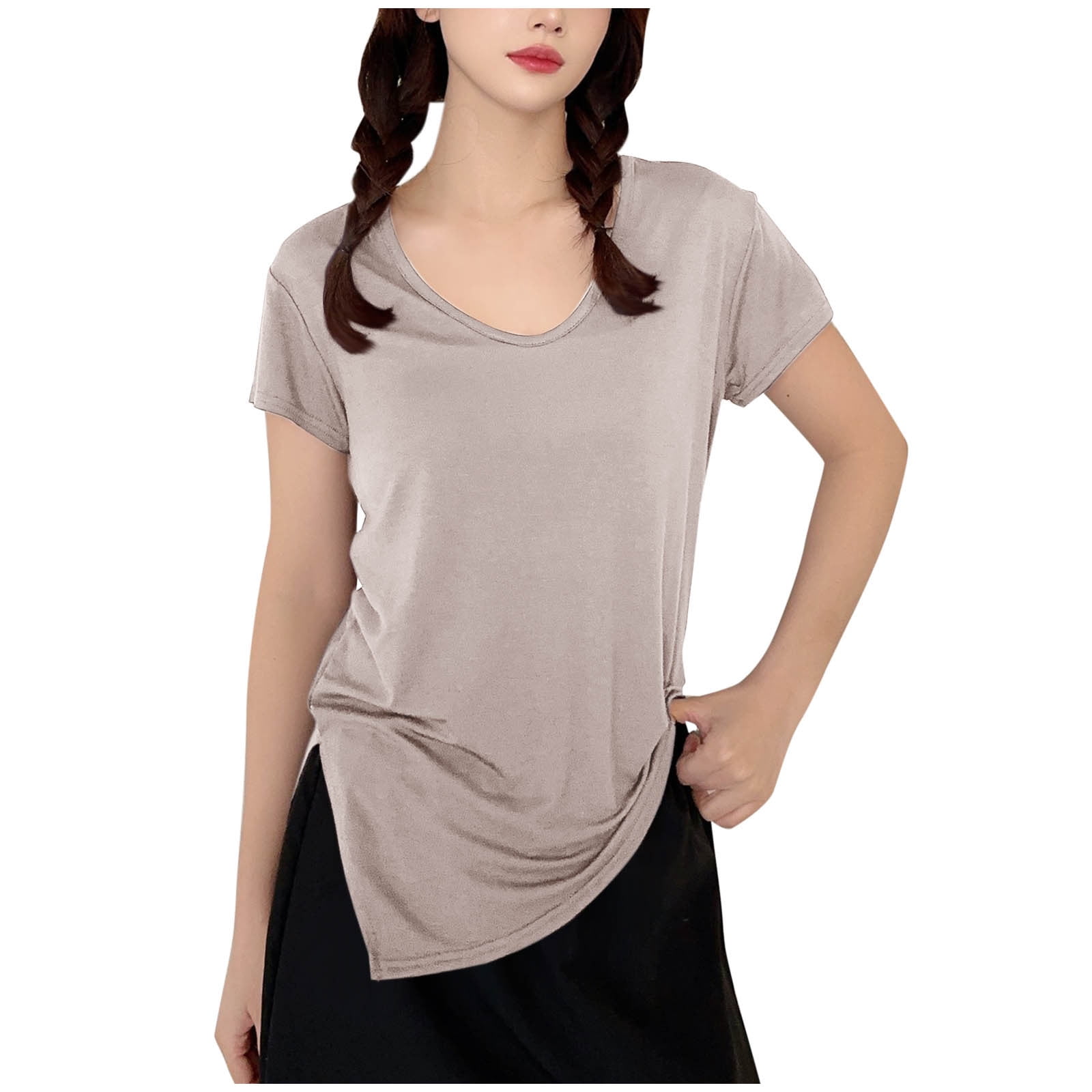 hotojiny Pajama Shirts for Women Oversized Boyfriend Short Sleeve V ...