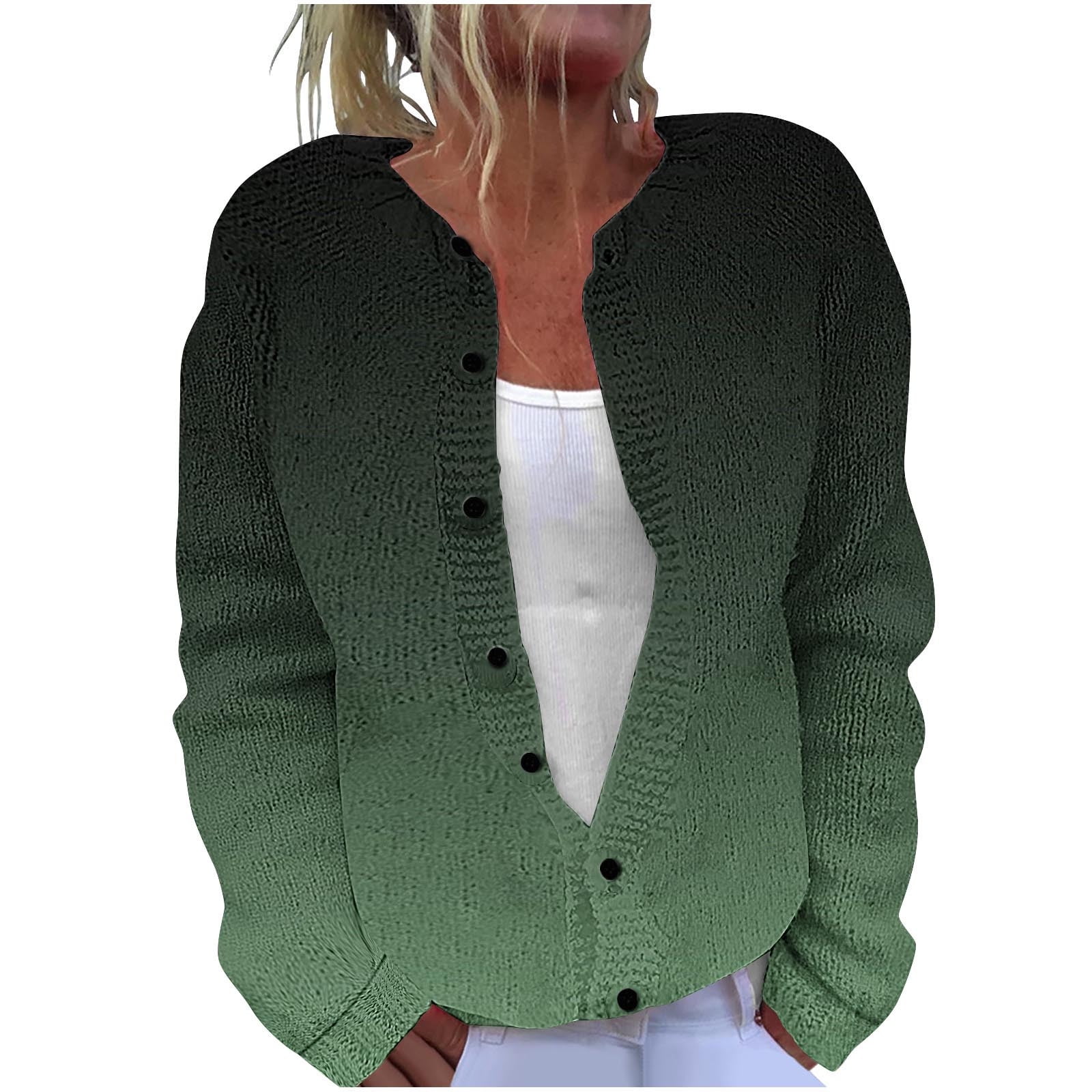 hotojiny Plus Size Cardigan Sweaters for Women Casual Button Down Fall ...