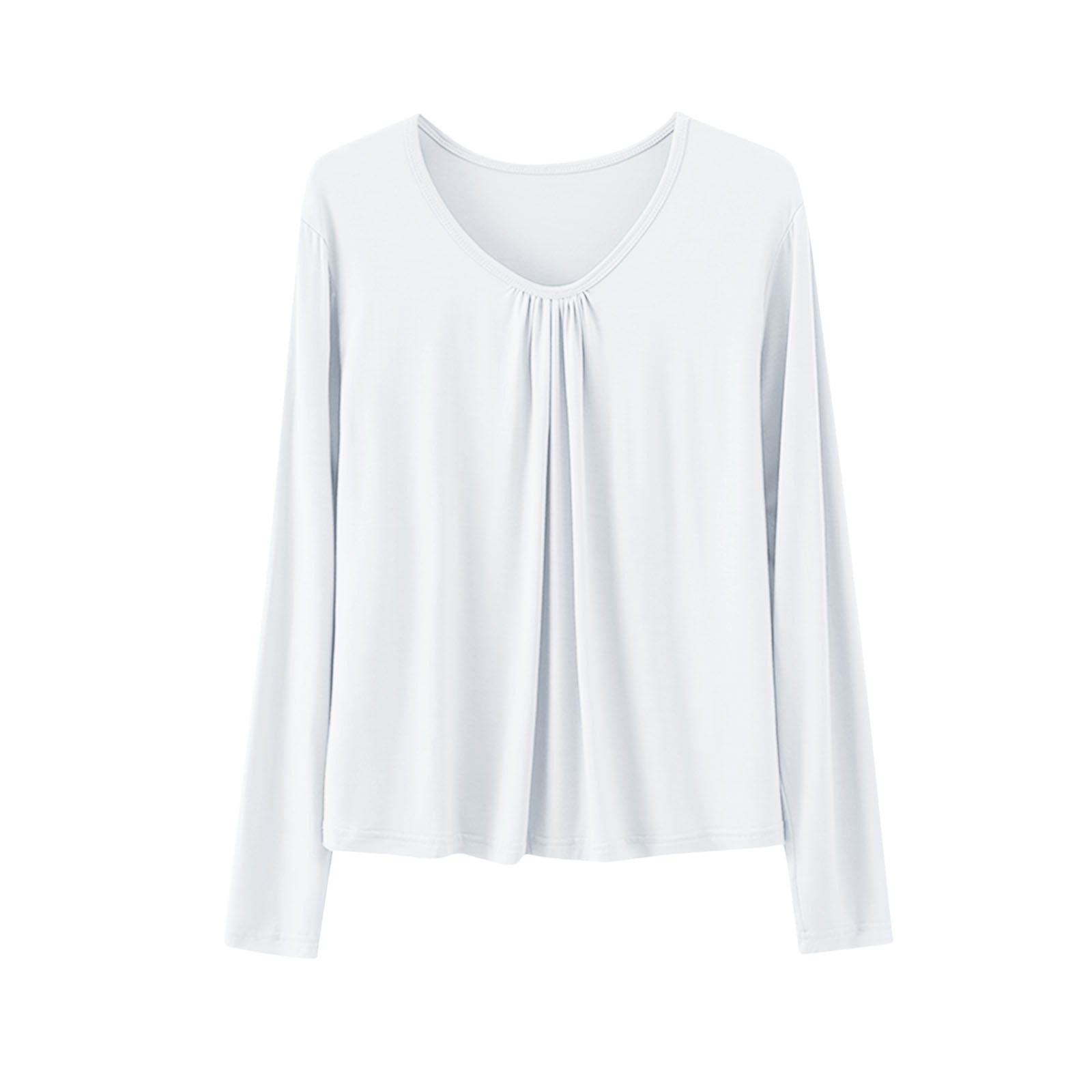 hotojiny Plus Size Pajama Tops for Women Soft Solid Color Pleated Long ...