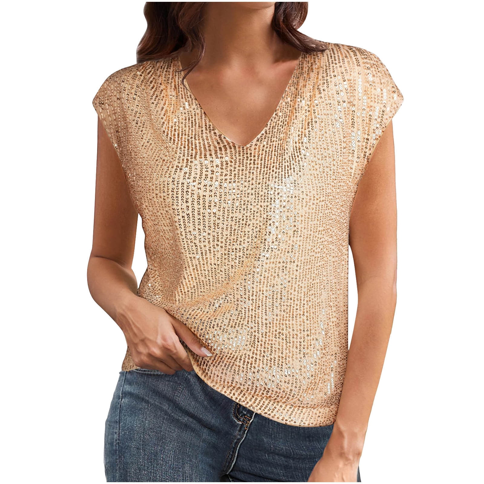 hotojiny Sequin Tank Tops for Women Sparkly Fashion Sleeveless Party ...