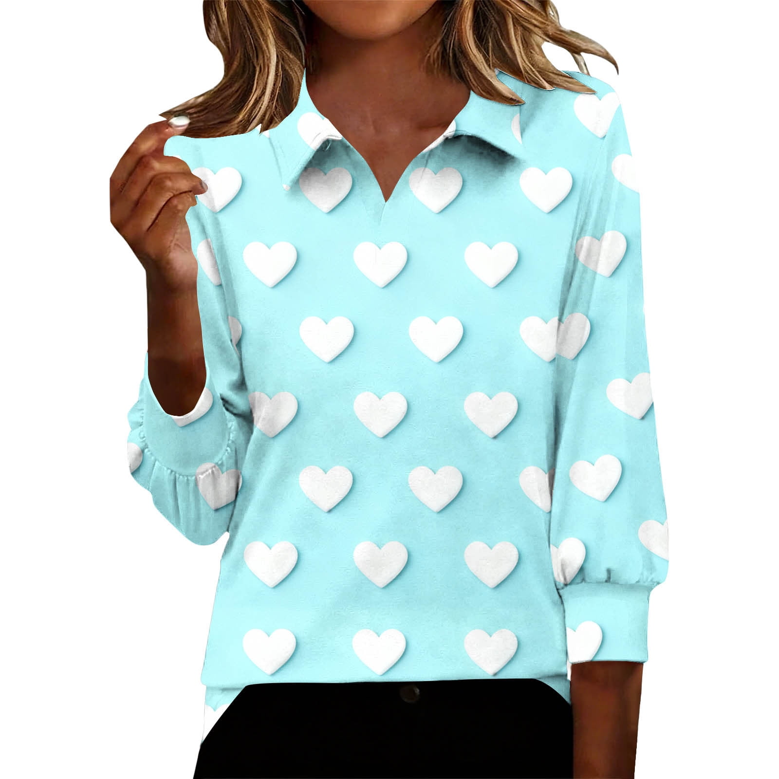 hotojiny Valentine's Day Tops for Women Spring Trendy Graphic Work ...