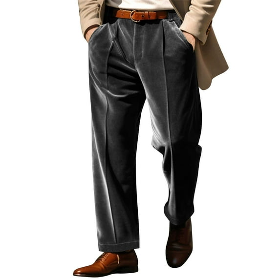 hotojiny Velvet Pants for Men Business Work Casual Stretch Straight Fit ...