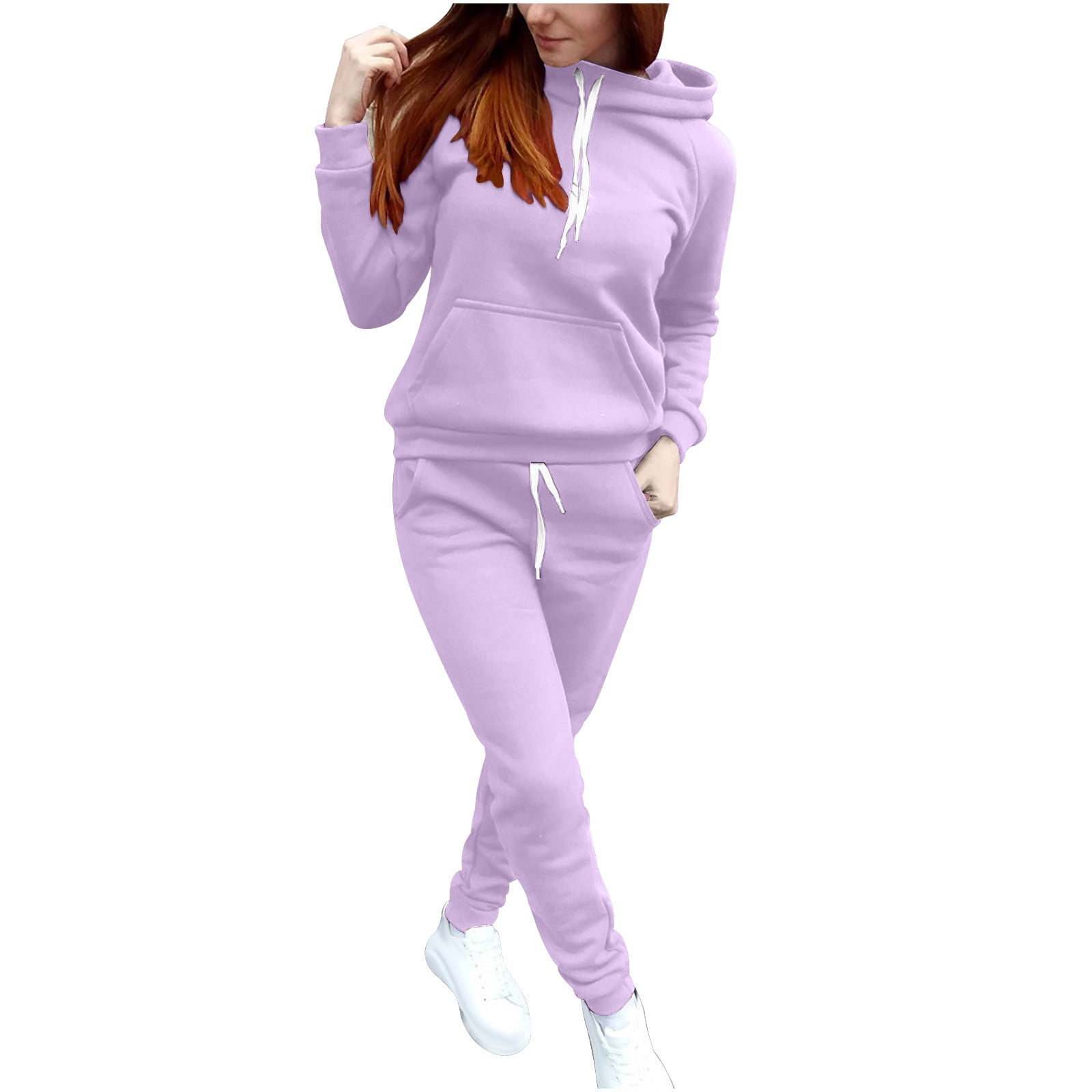 hotojiny Women Jogger Outfit Matching Sweat Suits Long Sleeve Hooded ...