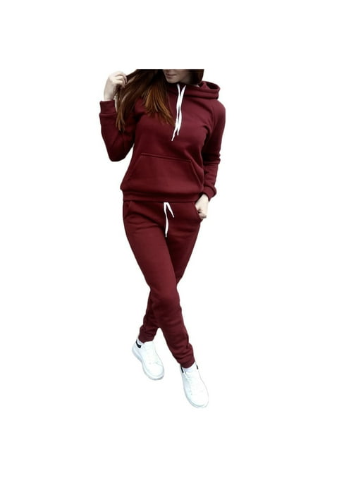 AherBiu Women Fleece Lined Sweatsuit 2 Piece Outfit Winter Warm Basic ...