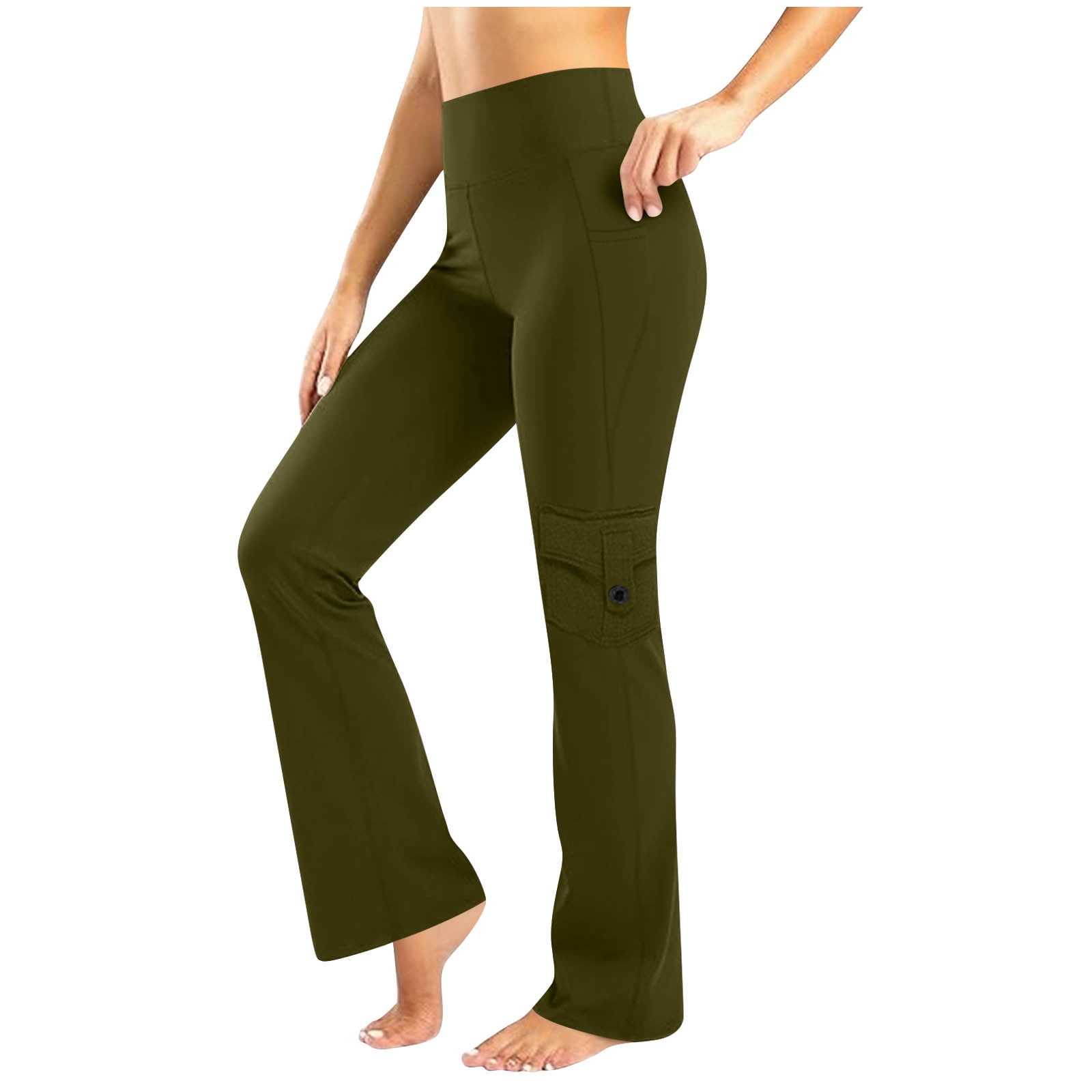 hotojiny Women Workout Flare Leggings with Pockets Comfy Stretch High ...
