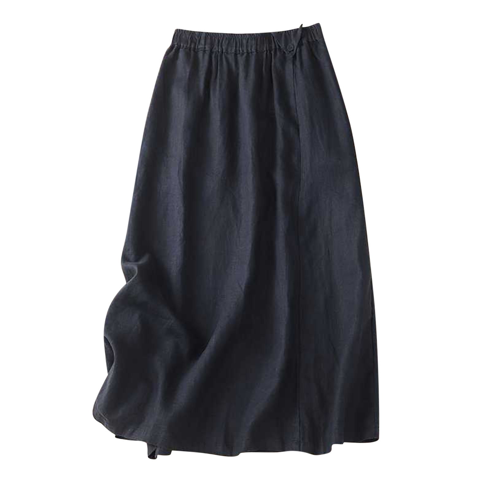 hotojiny Women's Linen Maxi Skirts Lounge Vacation Beach Travel Skirts ...