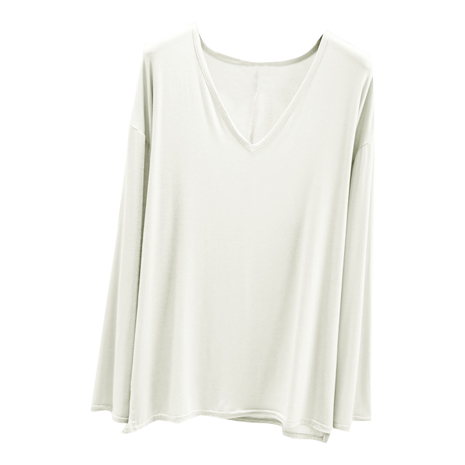 hotojiny Women's Soft Pajama Top Fall Long Sleeve Casual Sleepshirt ...