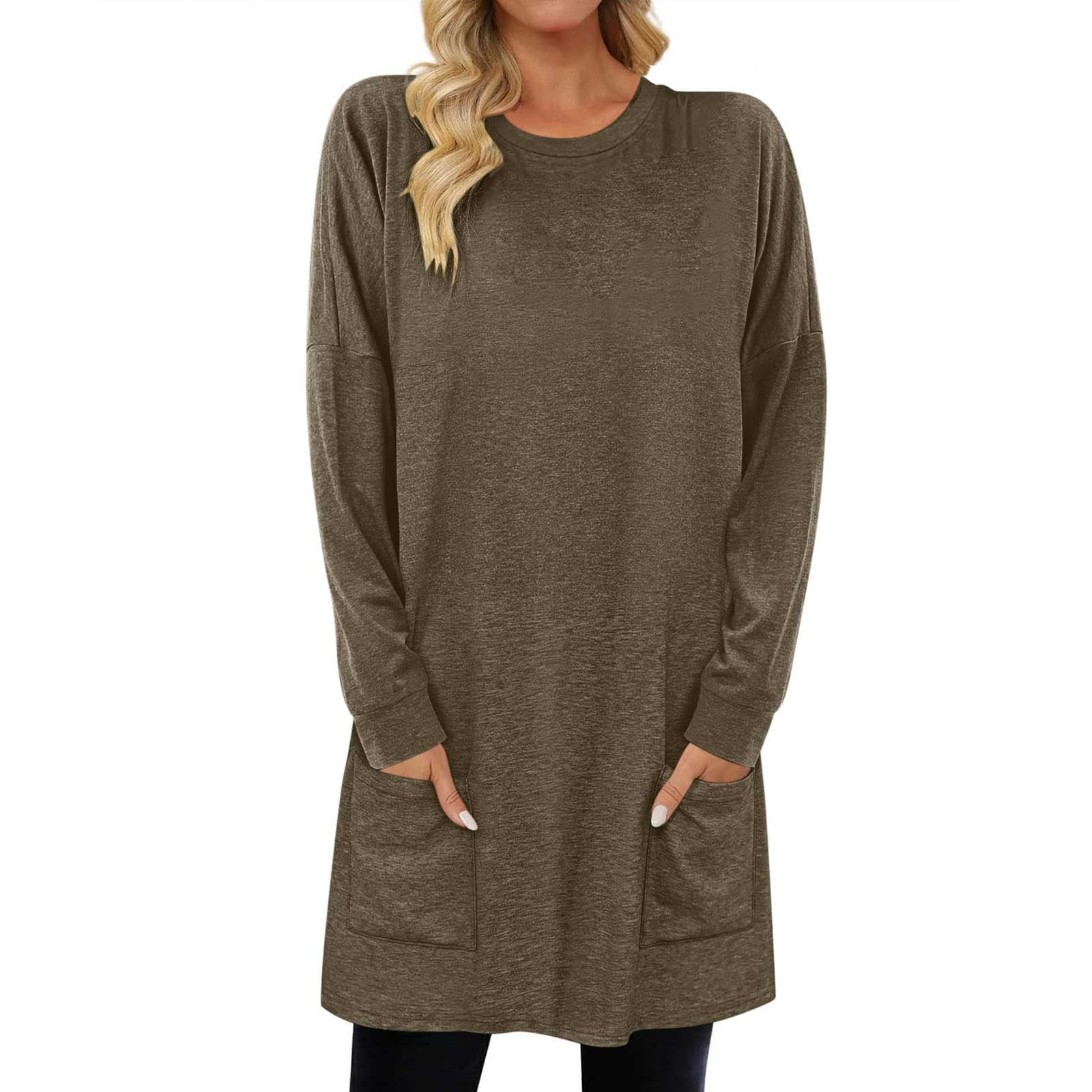 hotojiny Womens Pajama Top Long Sleeve Soft Comfy Sleep Shirt Fall Crew ...