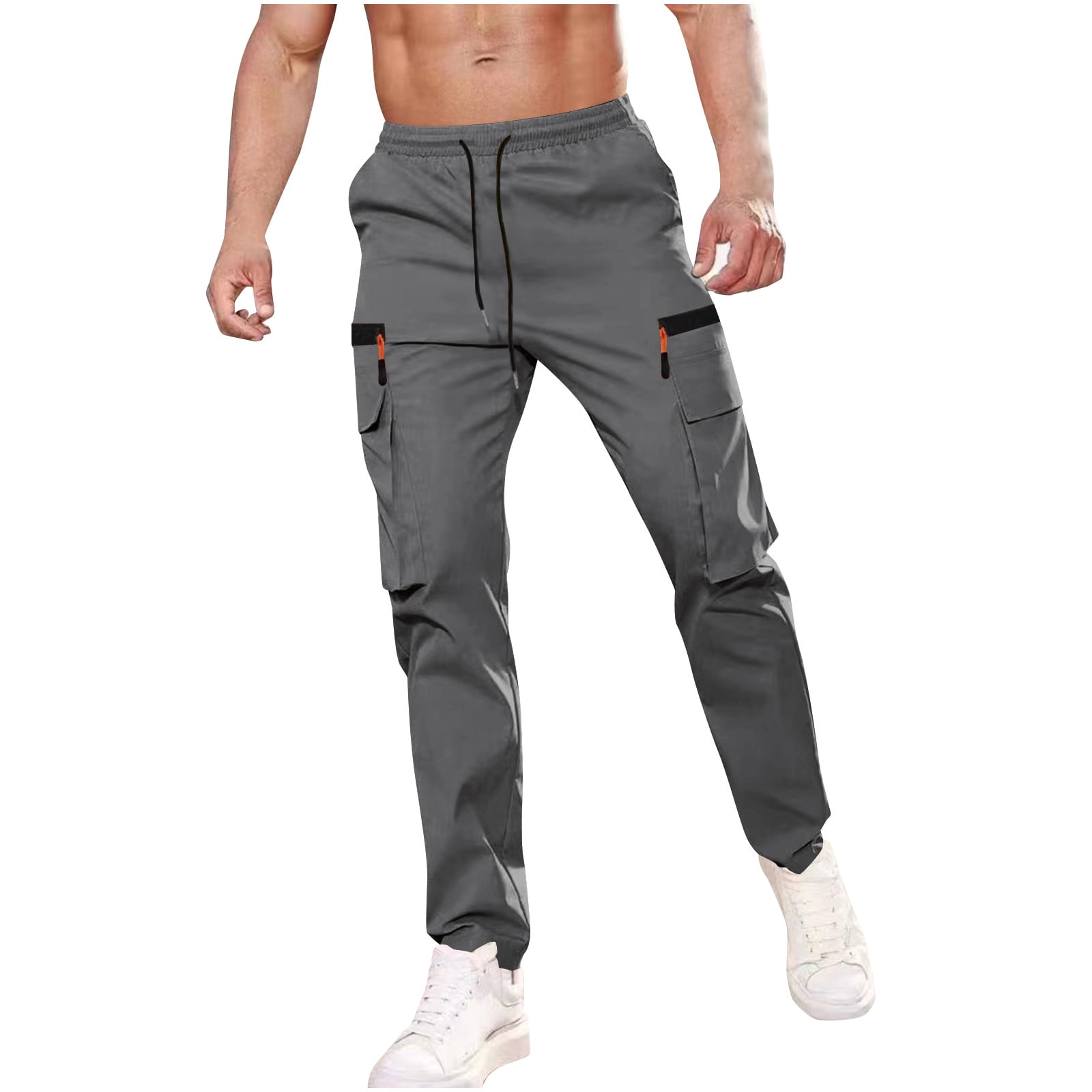 hotojiny Work Pants for Men Stretch Straight Leg Sweatpants with Zipper ...