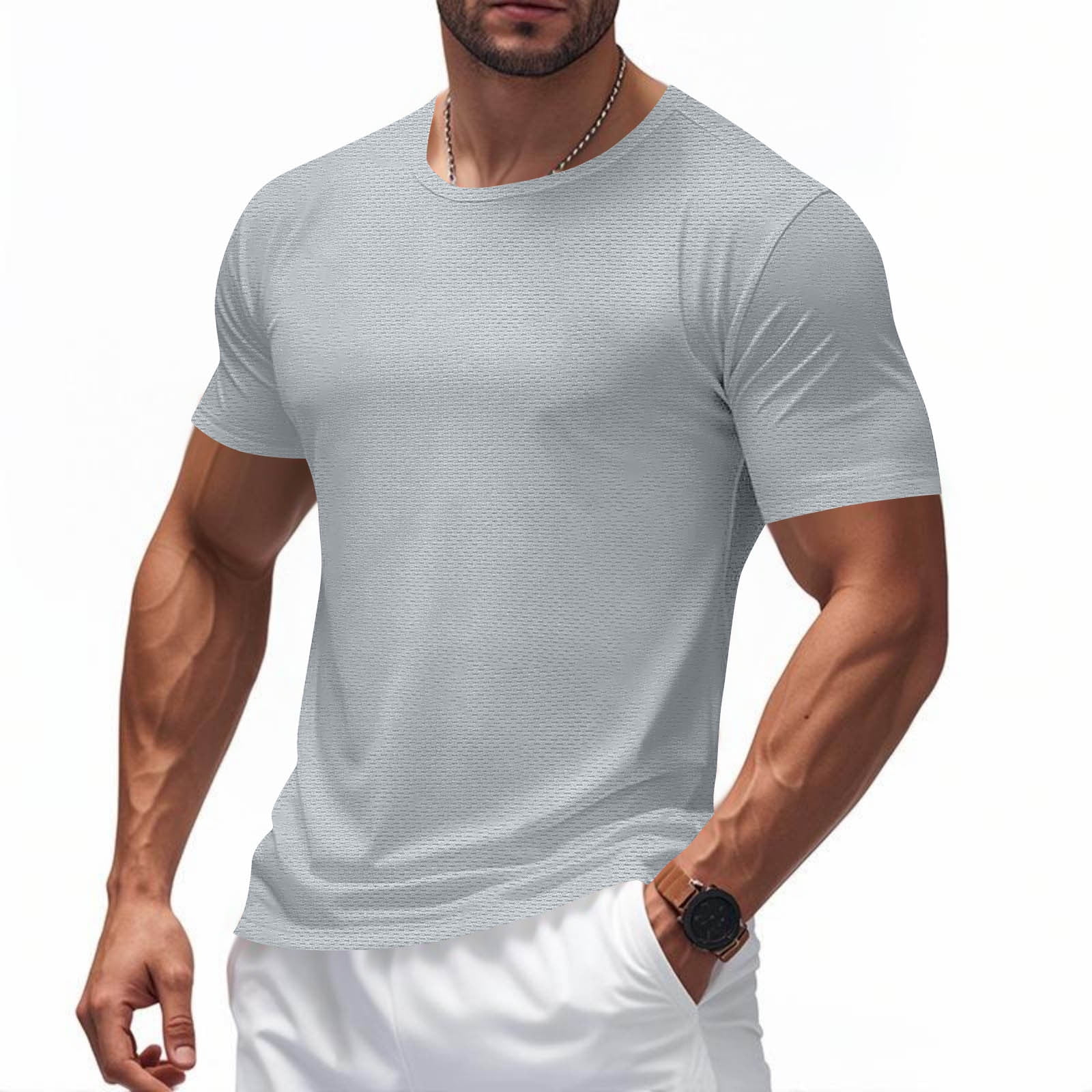 hotojiny Workout Shirts for Men Athletic Running Gym Quick Dry T Shirt ...