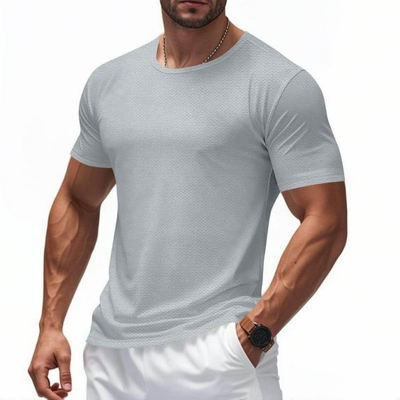 hotojiny Workout Shirts for Men Athletic Running Gym Quick Dry T Shirt ...