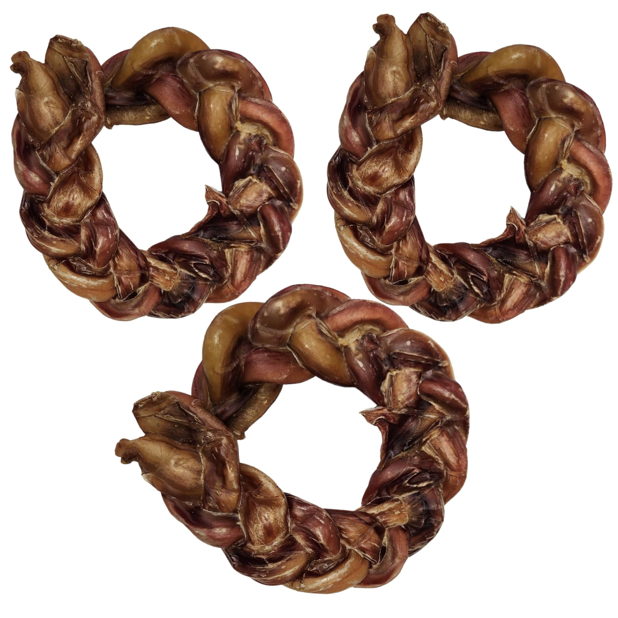 hotspot pets BraidedITSC Bully Stick Rings for Dogs - (3 Pack) Premium ...