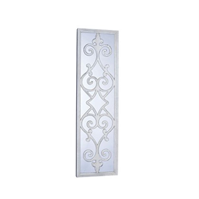 household essentials large framed decorative scroll wall mirror, white ...