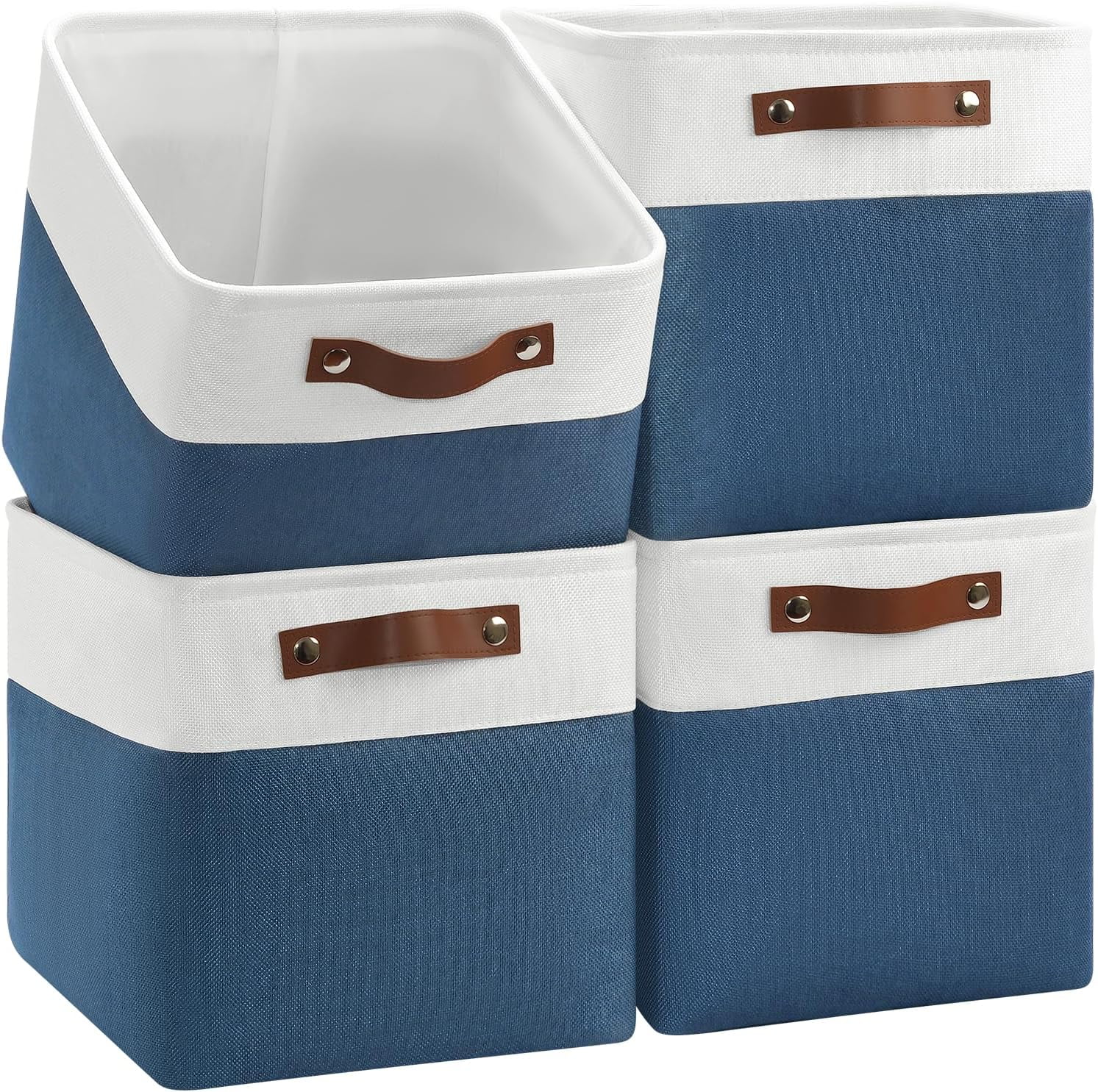 hsrhsgaga 13 Inch Cube Storage Bins Foldable Storage Basket with PU ...
