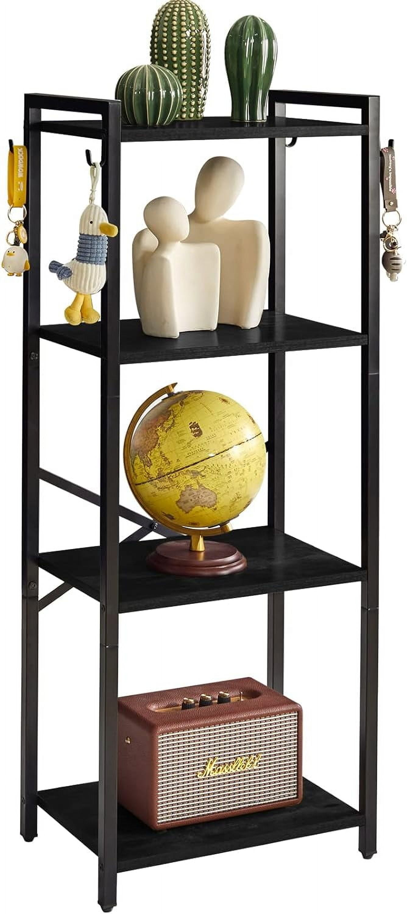 hsrhsgaga 3 Tiers Bookcase Industrial Metal Bookshelf with Side Fence ...