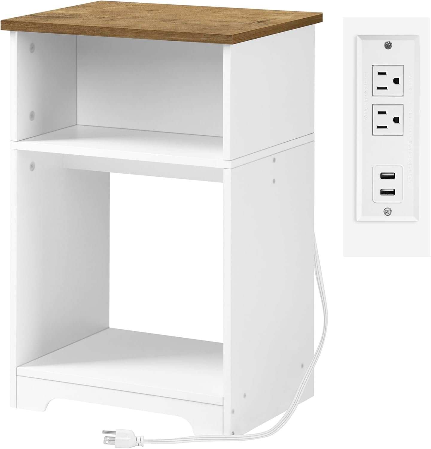 hsrhsgaga End Table with Charging Station 3-Tier Bedside Table with USB ...