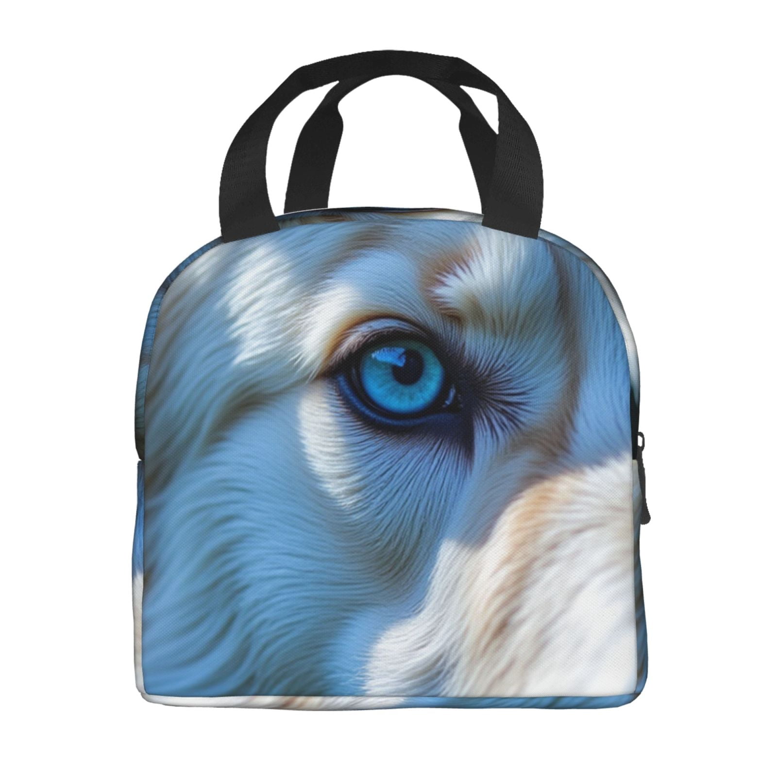 Portable Lunch Bag Insulated A Close Up Of A Wolf's Eye With Blue Iris ...