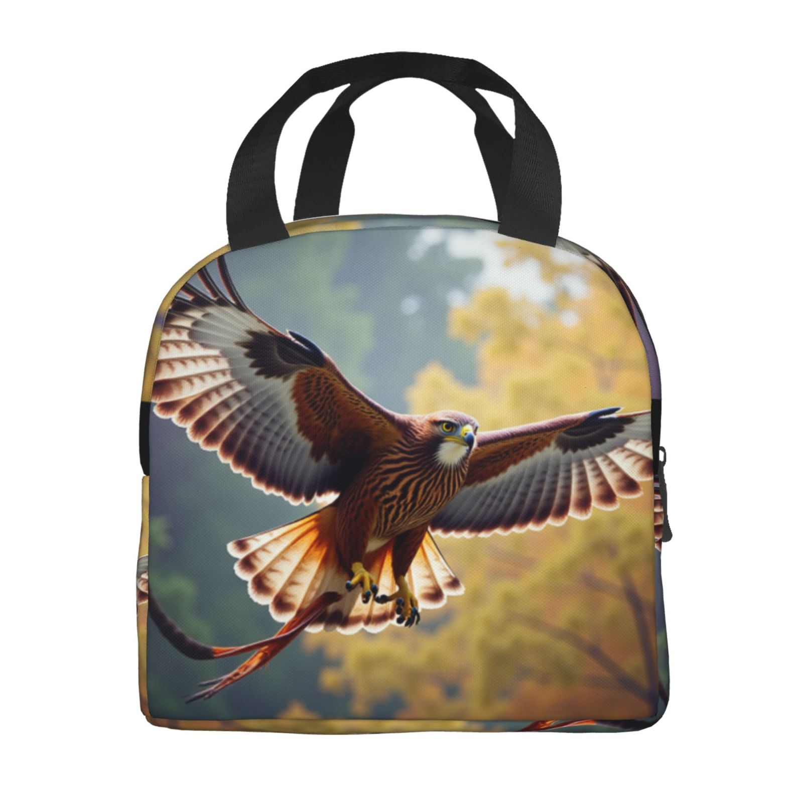 Portable Lunch Bag Insulated A Bird Of Prey In Flight With Its Wings ...