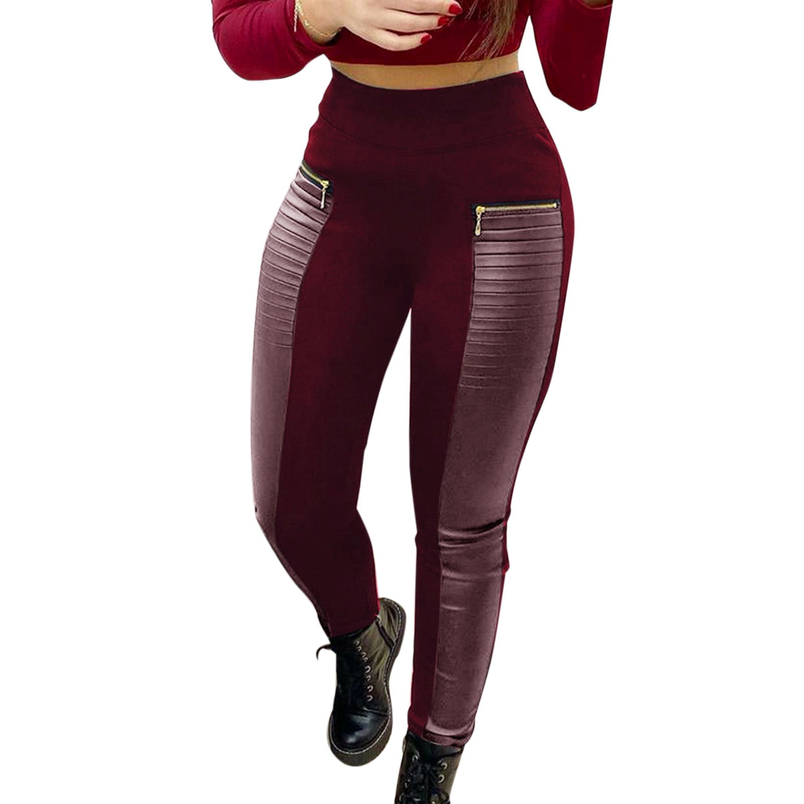 huaai-women-s-contrast-leather-zipper-ny-waist-high-design-pants-pants