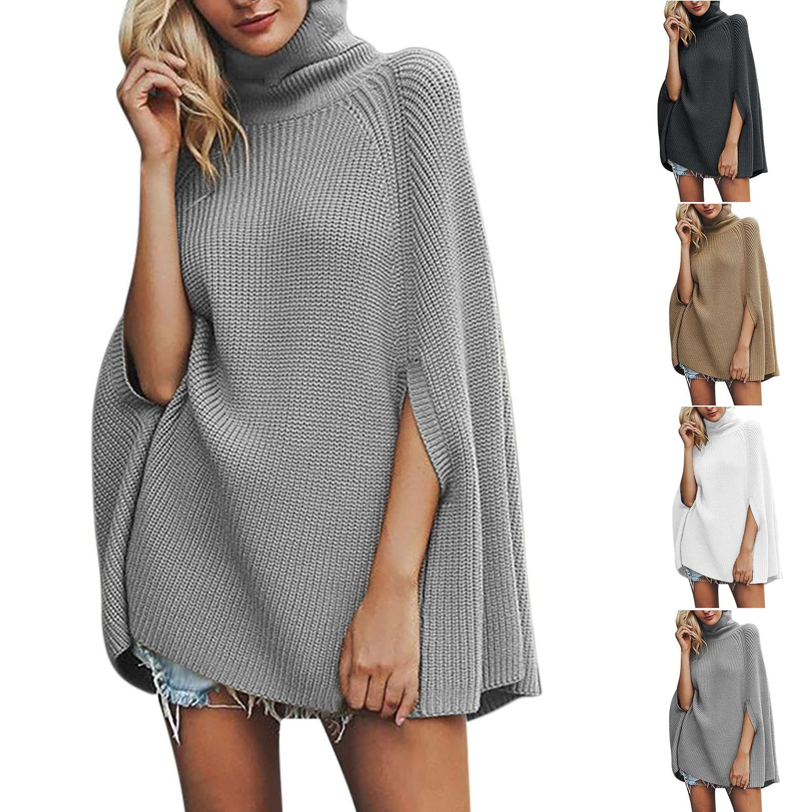 huaimei Winter Women Turtleneck Sweater Solid Color Knit Top, Women'S ...