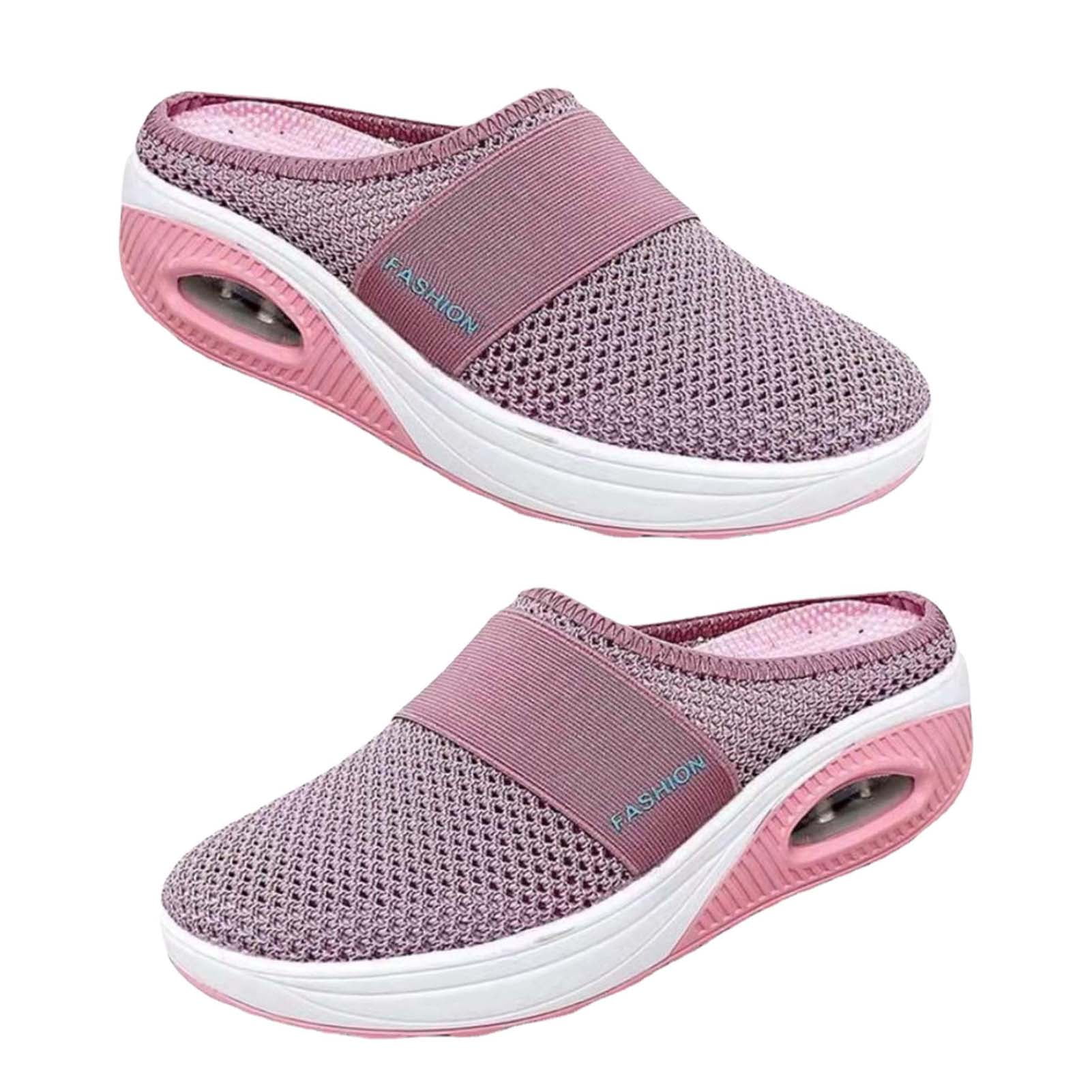 huanledash 1 Pair Slip-on Hollow Mesh Fabric Women Sandals Casual ...