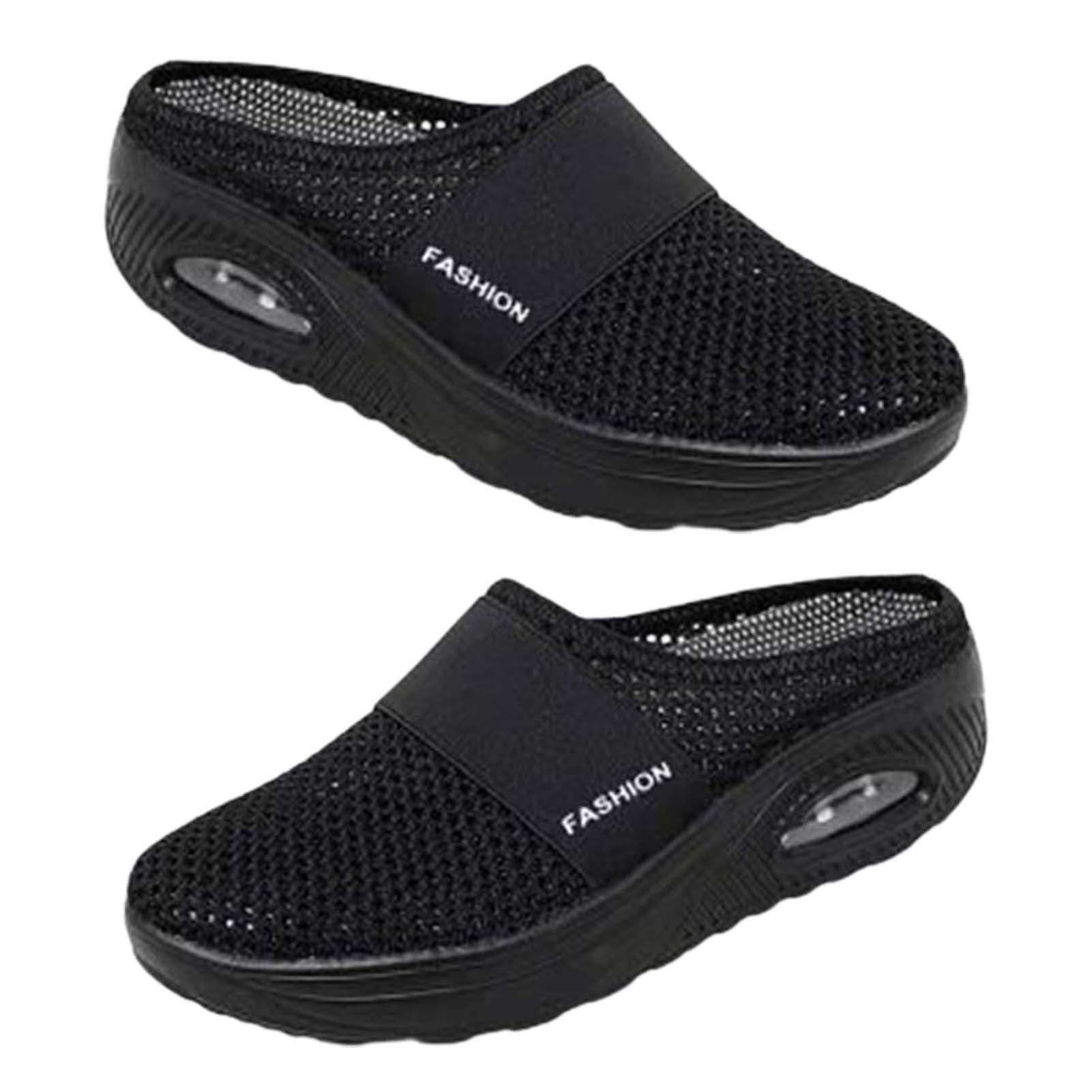 huanledash 1 Pair Slip-on Hollow Mesh Fabric Women Sandals Casual ...