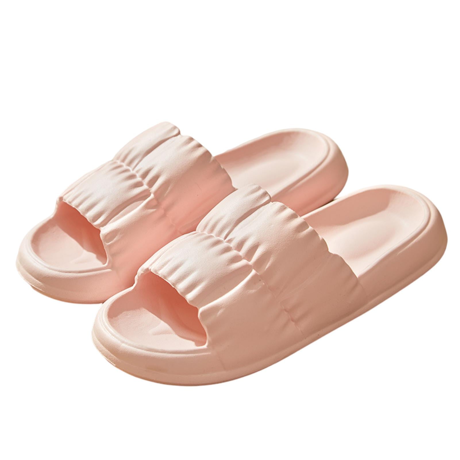 huanledash 1 Pair Unisex Slippers Pleats Thick Platform Anti Skid Soft ...