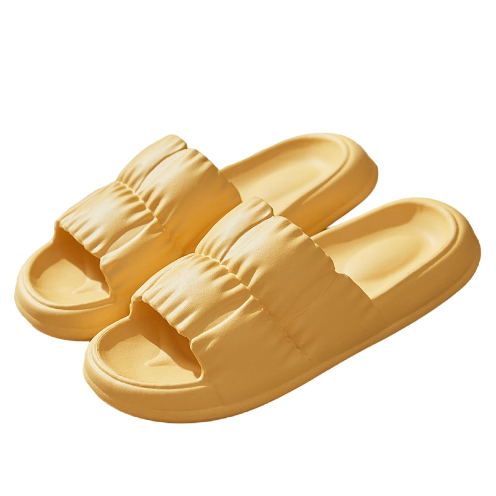 huanledash 1 Pair Unisex Slippers Pleats Thick Platform Anti Skid Soft ...