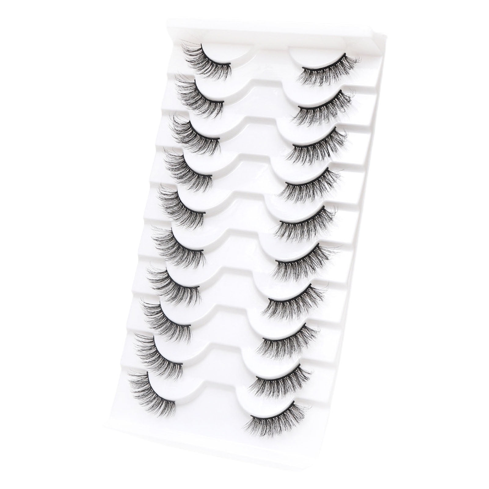 huanledash 10 Pairs False Eyelashes 3D Effect Natural Look Dense Curly ...