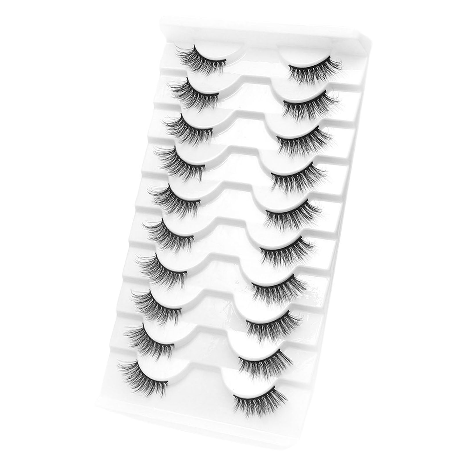 huanledash 10 Pairs False Eyelashes 3D Effect Natural Look Dense Curly ...