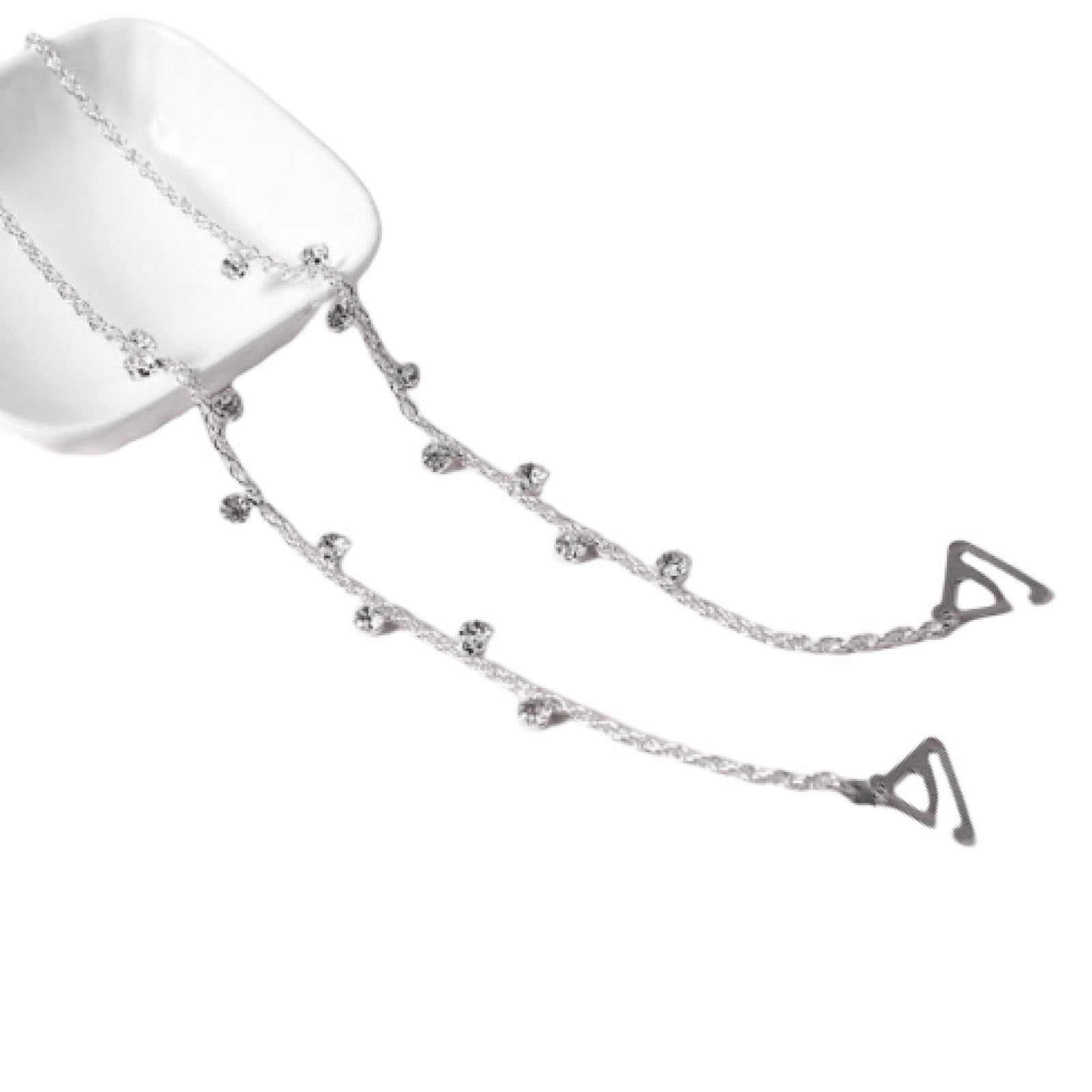 huanledash 2 Pcs Bra Shoulder Straps Faux Pearl Cubic Zirconia Chain ...