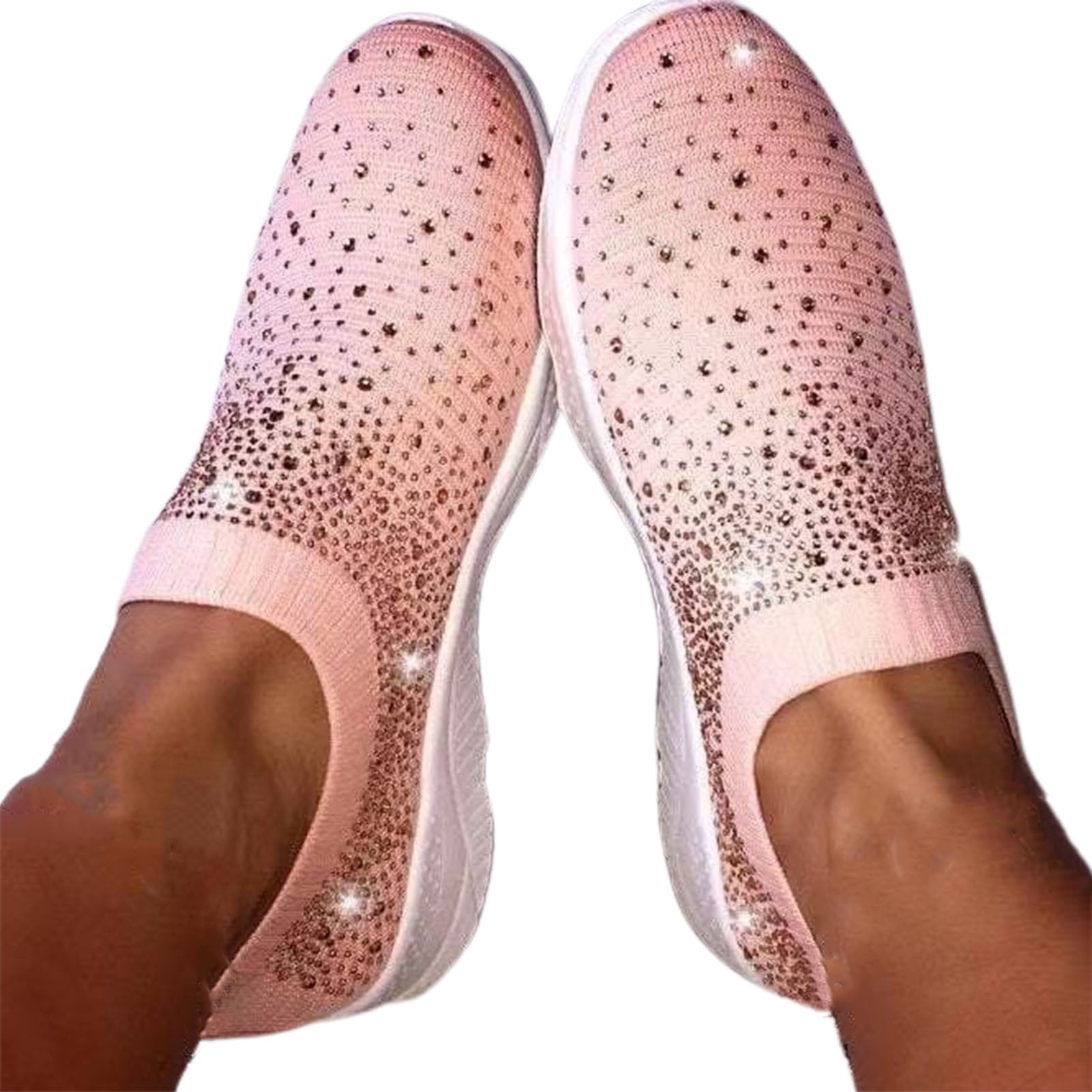 huanledash Glitter Slip-on EVA Elastic Topline Mesh Women Sneakers ...