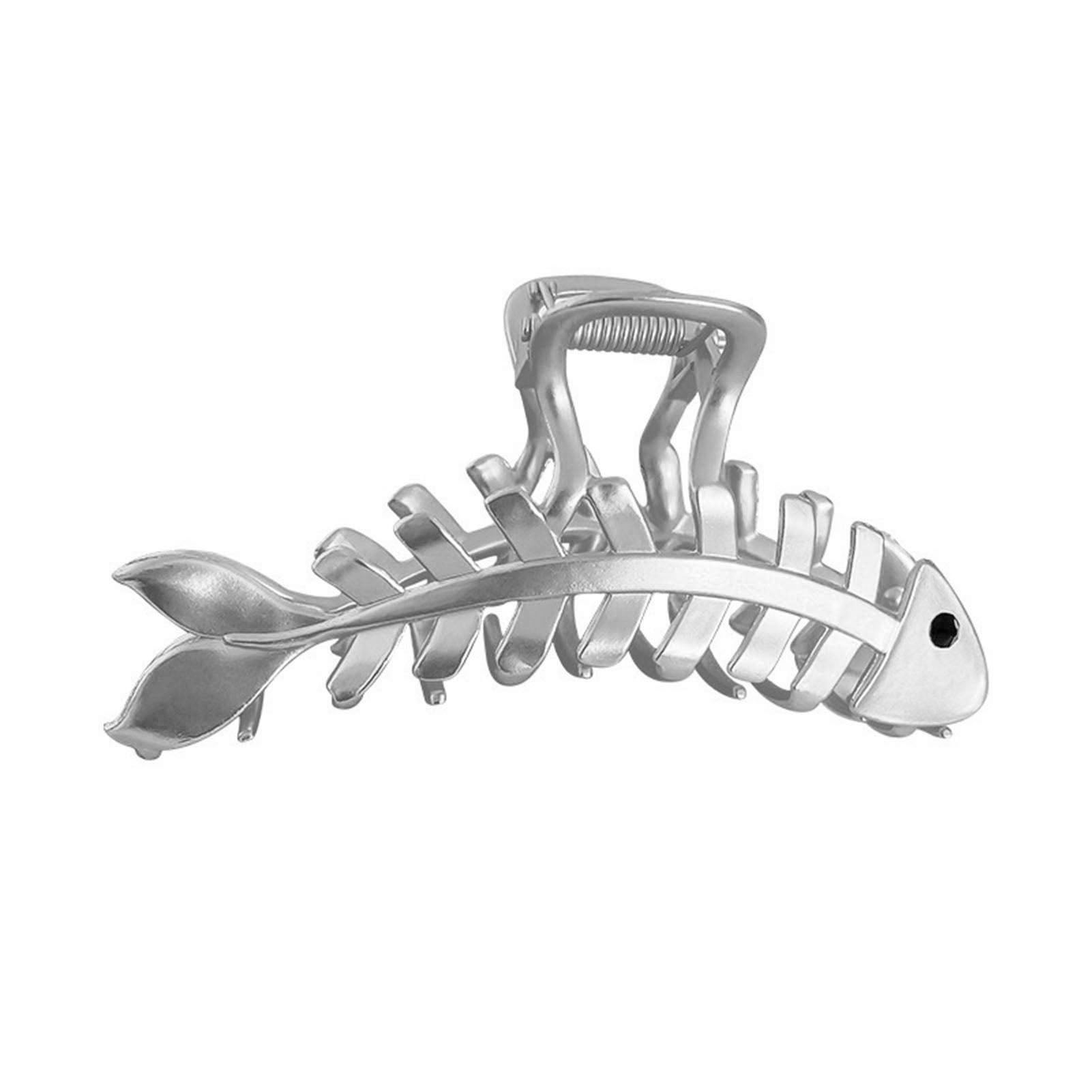 huanledash Hair Claw Clip Elegant Fish Bone Shape Metal Clamp Non-slip ...