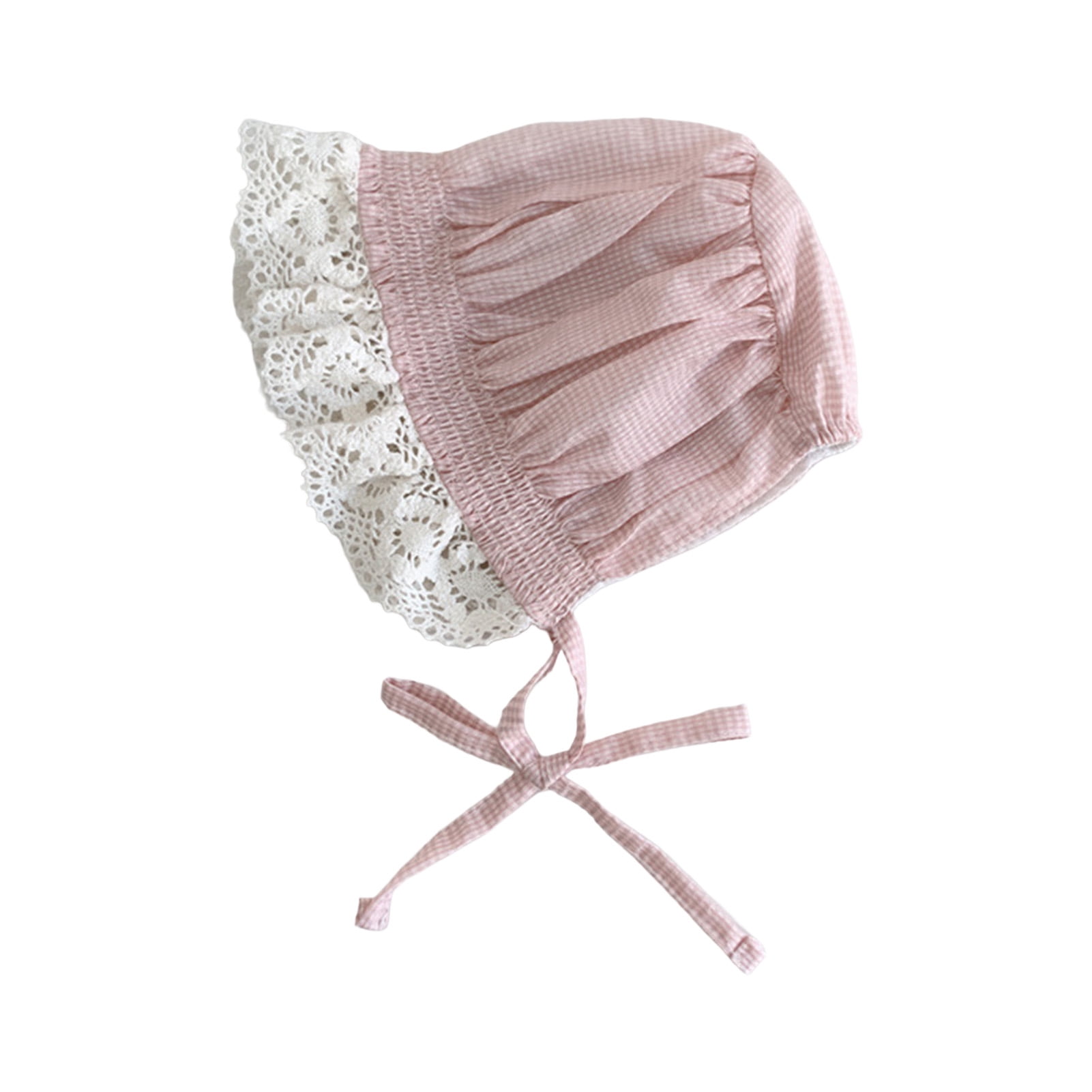 huanledash Newborn Baby Hat Lace Brim Rounded Top Solid Color Lace-up ...