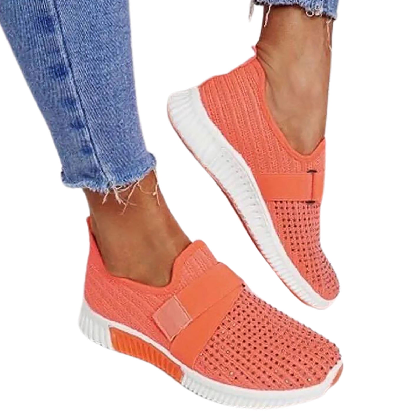 huanledash Spring Autumn Women Soft Sole Slip On Sneakers Rhinestone ...