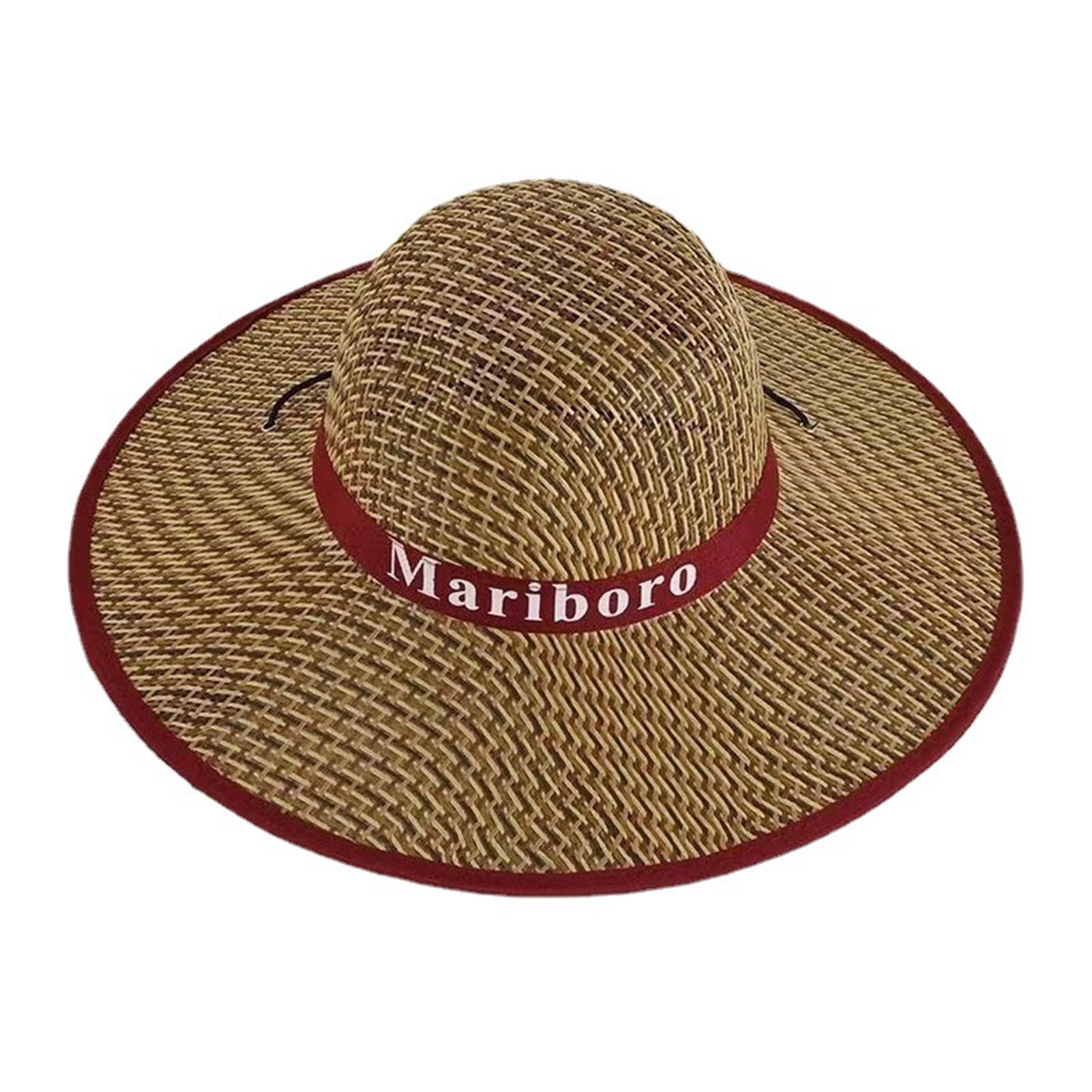 huanledash Straw Hat Large Brim Straw Drawstring Closure Handmade Round ...