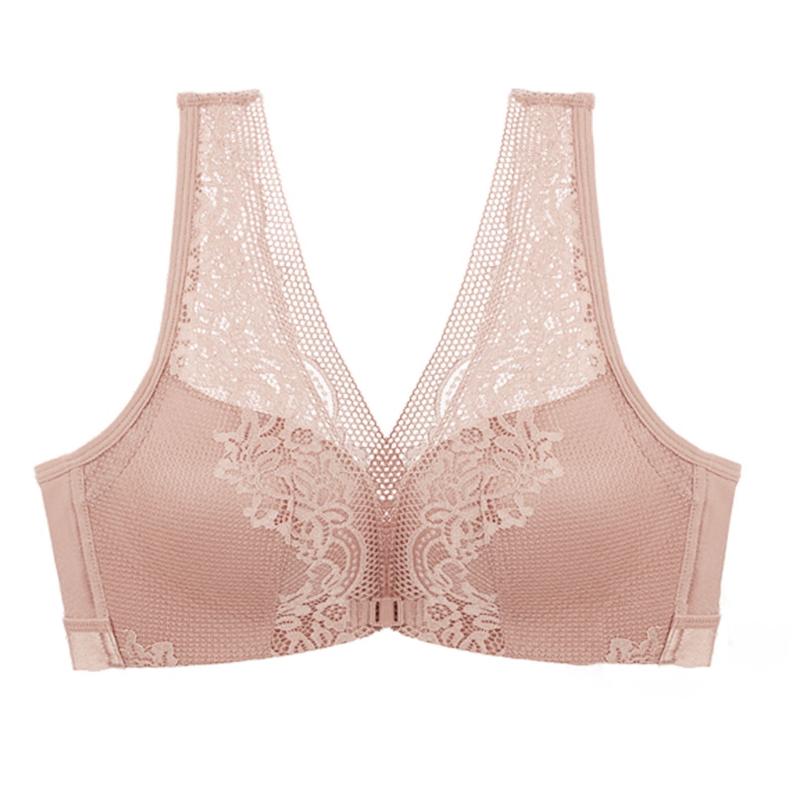 huanledash Women Bra Lace V Back Sexy Wire Free Padded Brassiere for ...