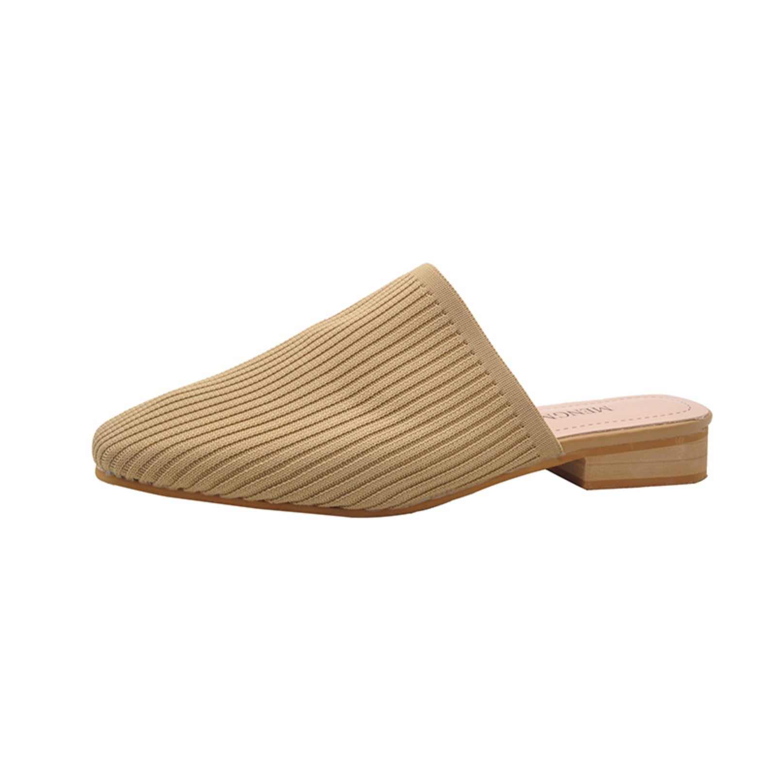 huanledash Women Knitted Closed Toe Mules Loafers Slip-on Backless ...