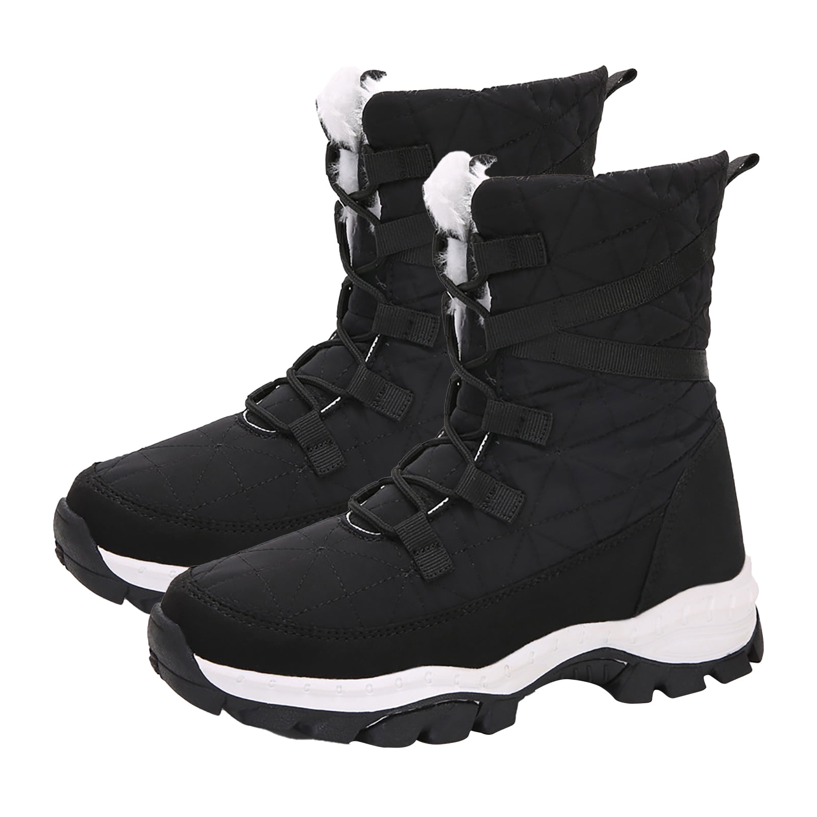 huanledash Women Winter Thermal Snow Boots Lace-up Plush Liner Anti ...