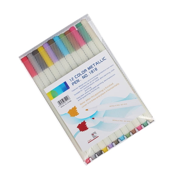 huayou 12 Color Metallic Marker Pen Set, 1mm Tip Pens for Rock Painting ...