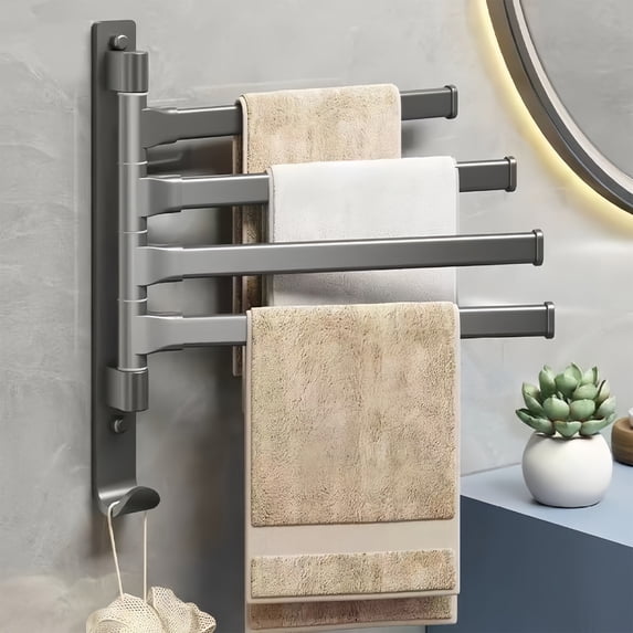 huayou Swivel Four Arm No Drill Wall Mounted Towel Rack for Bathroom ...