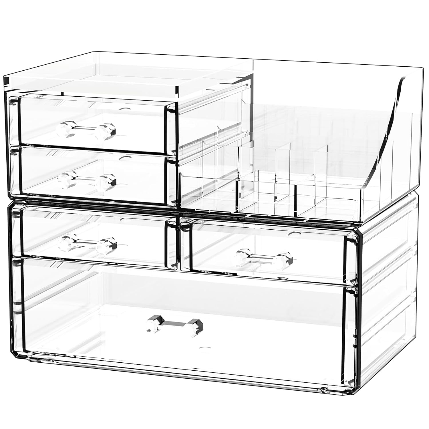 hubfctd 3 Pack Clear Make Up Organizers for Vanity With 8 Drawers ...